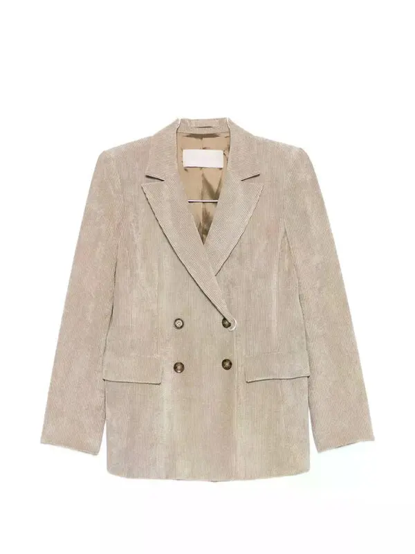 I BLUES Double-breasted Corduroy Blazer - Neutrals