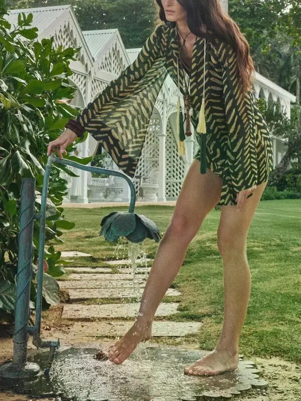 Johanna Ortiz Refugio De Sol" Chevron Print Mini Dress