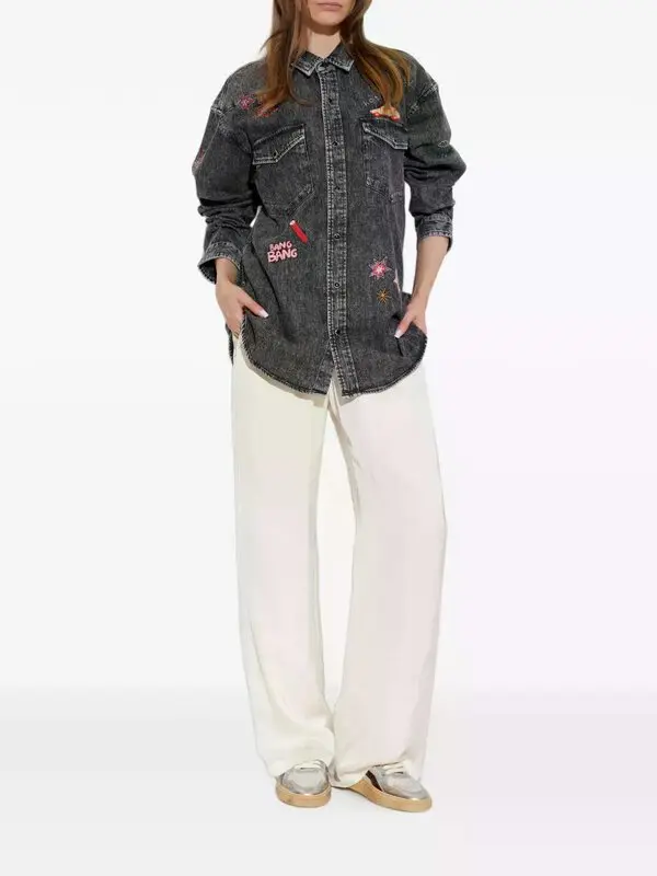 MOTHER The Exes And Ohs Embroidered Denim Shirt