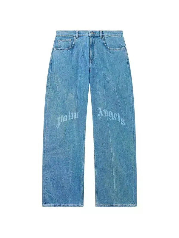 Palm Angels Logo Print Paneled Jeans