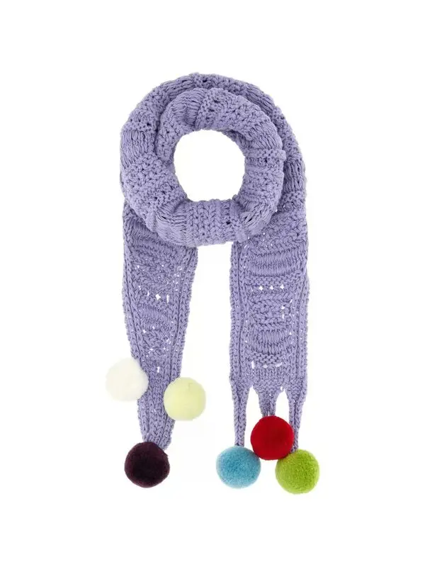 JW Anderson Pom-pom Crochet Scarf - Purple