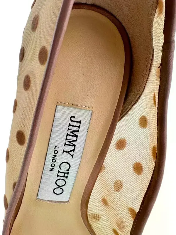 JIMMY CHOO Beige Polka Dot Mesh Stiletto Pumps
