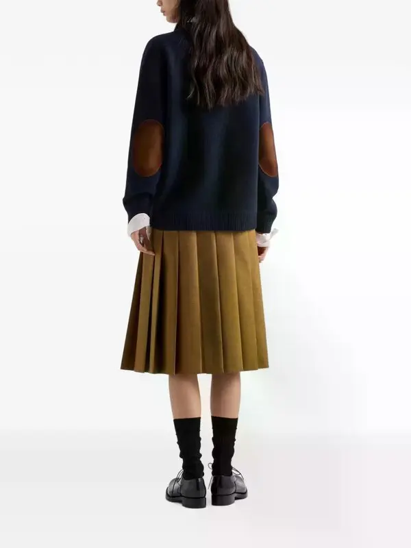Prada Wool Oversized Sweater With Suede Elbow Patches