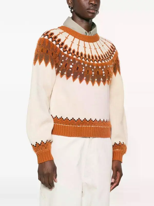 I BLUES Crystal-embellished Jacquard-knit Sweater