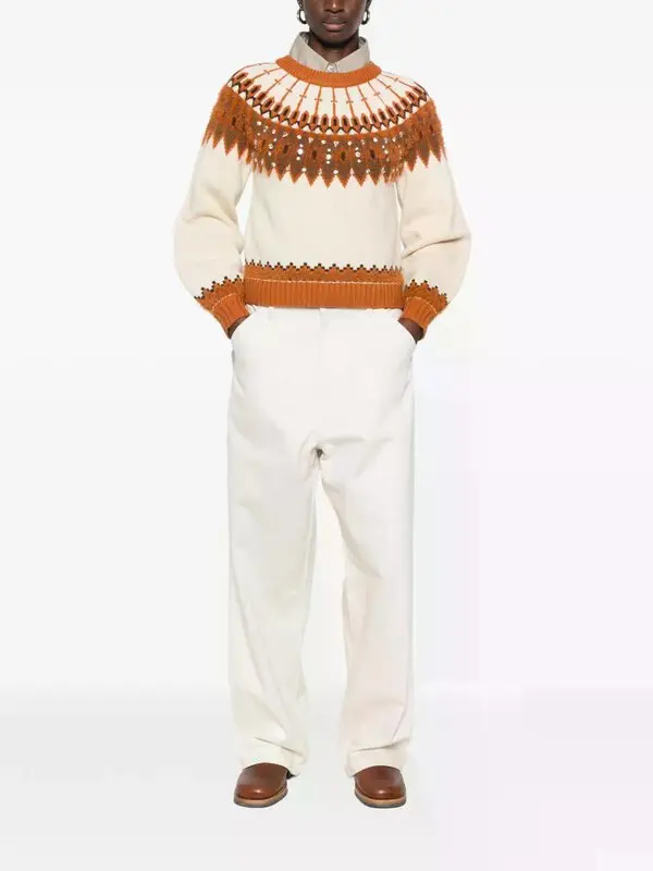 I BLUES Crystal-embellished Jacquard-knit Sweater - Neutrals