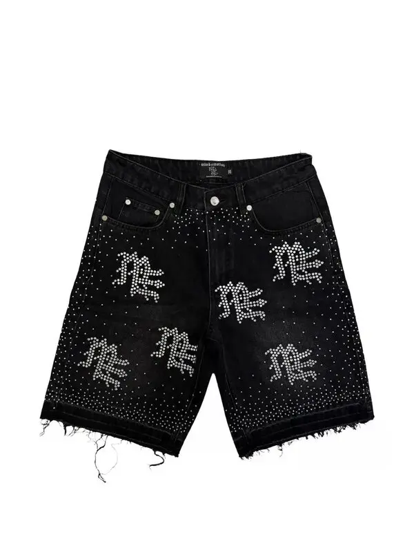 Mixed Emotion Embellished Frayed Denim Shorts
