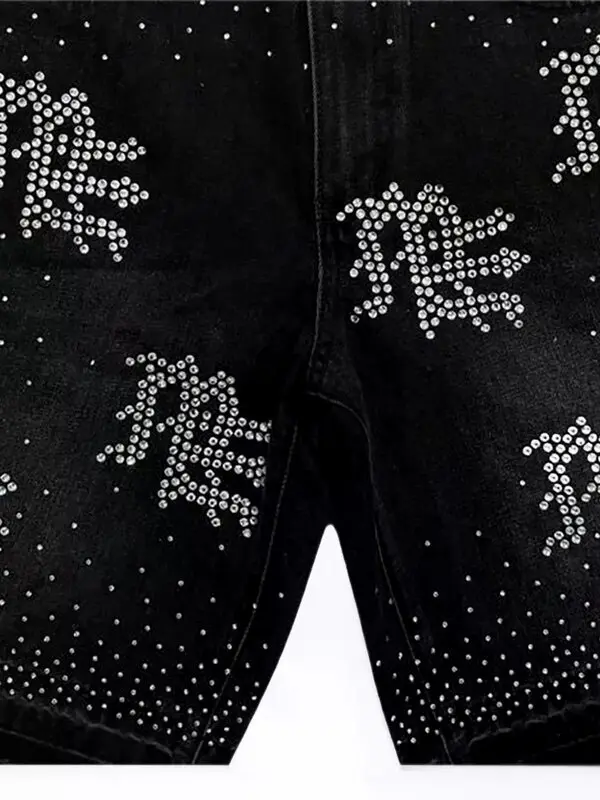 Mixed Emotion Embellished Frayed Denim Shorts