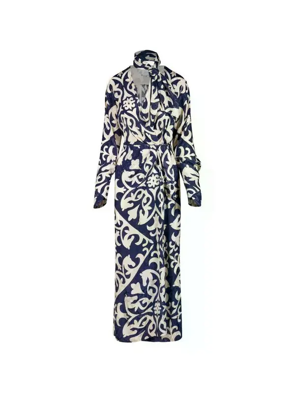 Johanna Ortiz Unmooring Wrap Midi Dress - Blue