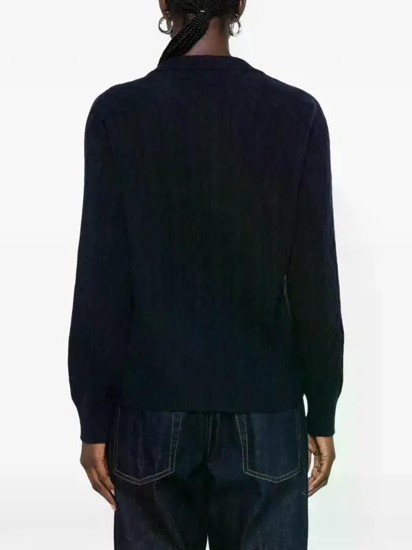 PUROTATTO Navy Cashmere Cable-knit Sweater
