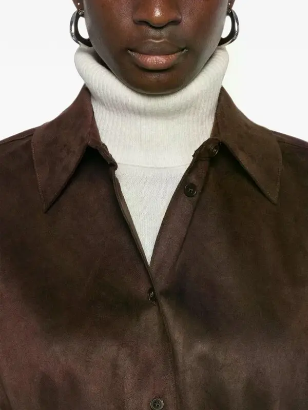 ELEH Belted Faux-suede Shirt