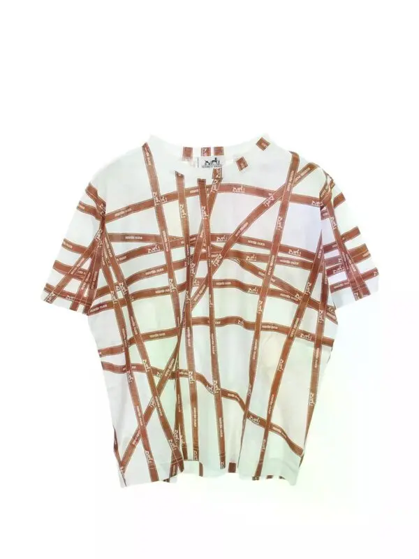 Hermès Bolduc Ribbon Print Cotton T-shirt - White