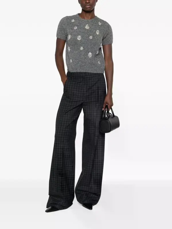 I BLUES Tartan Check Wide-leg Trousers