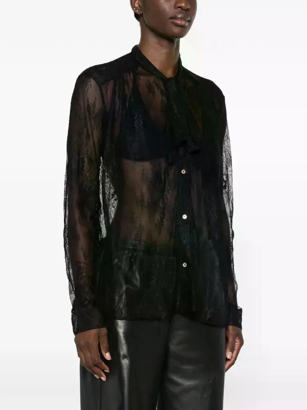 FORTE_FORTE Pussy-bow Lace Shirt