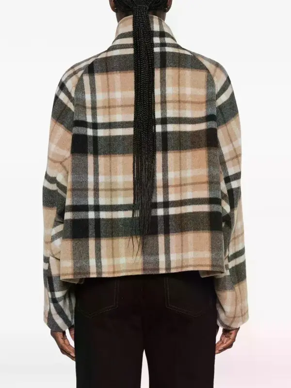 Pinko Double-layered Check-pattern High-neck Coat