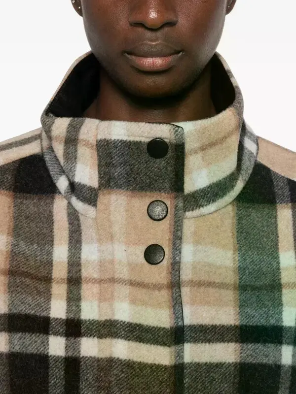 Pinko Double-layered Check-pattern High-neck Coat