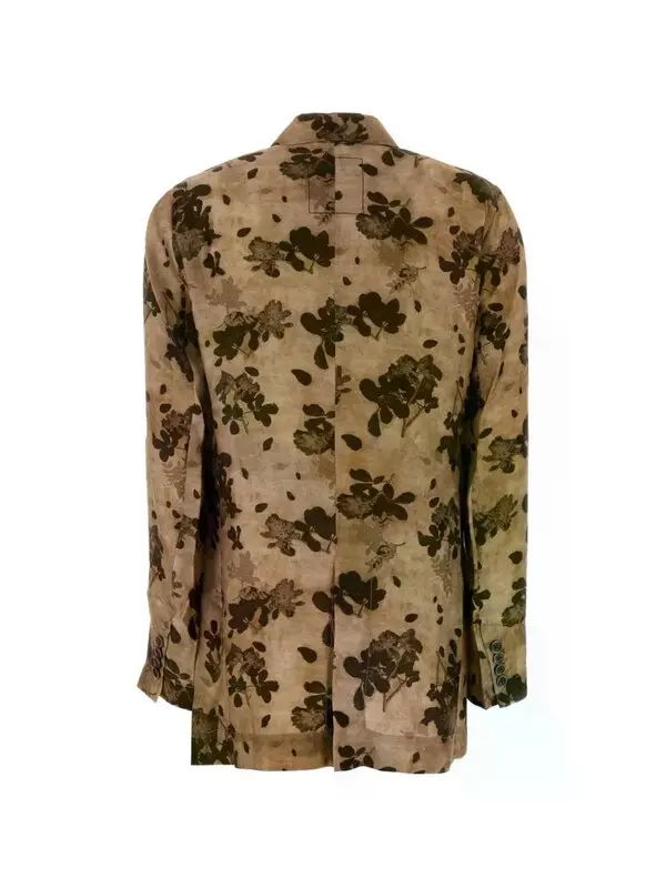 UMA WANG Floral-print Wrap Blazer - Brown