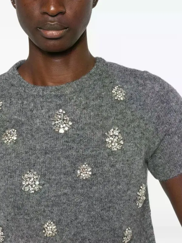I BLUES Crystal-embellished Crewneck T-shirt