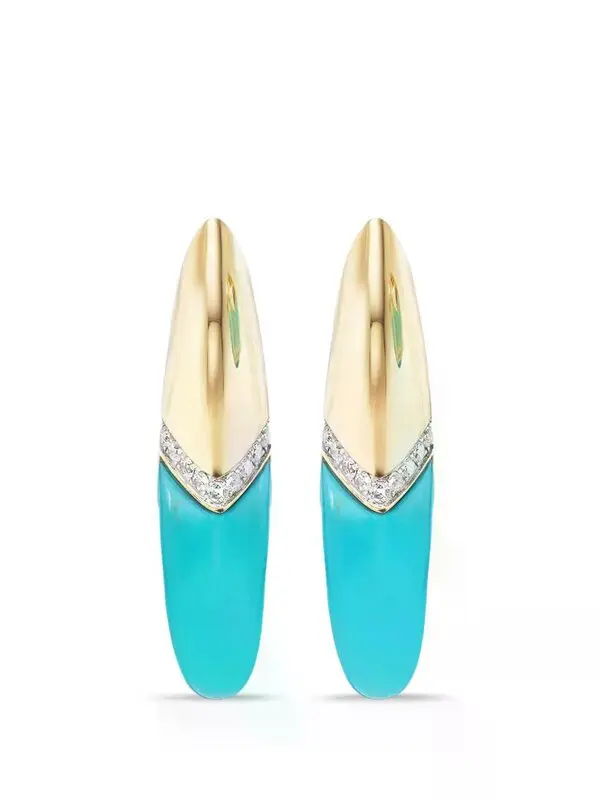 EMILY P. WHEELER Turquoise And Diamond Hoop Earrings - Gold