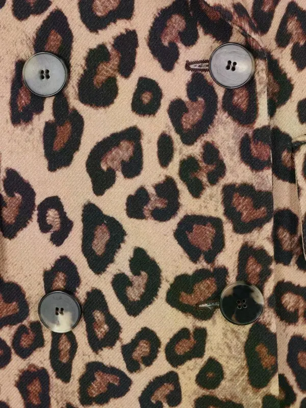 Alberto Biani Leopard Print Double-breasted Coat