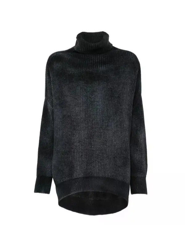 Avant Toi Ribbed Knit Roll Neck Sweater - Blue