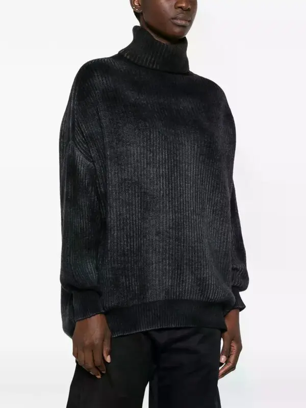 Avant Toi Ribbed Knit Roll Neck Sweater - Blue