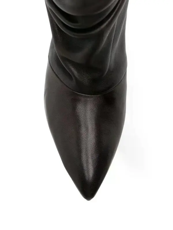 LISKA Ruched Leather Mid-calf Boots