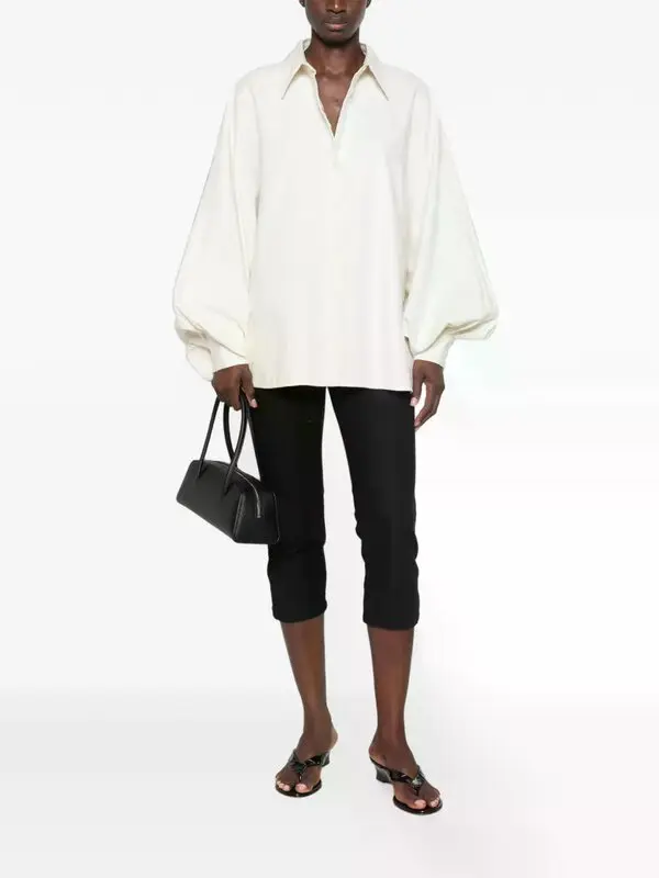 SOSUE Balloon Sleeve Shirt - Neutrals