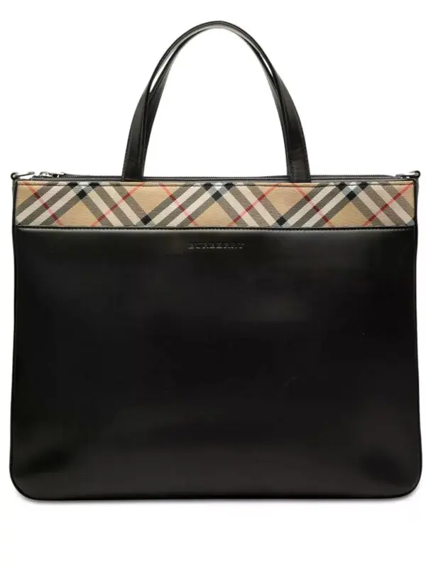 Burberry 2000-2017 Nova Check Canvas Trimmed Leather Satchel
