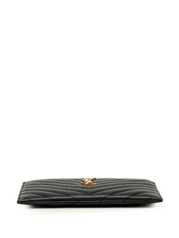 Saint Laurent Chevron Grain De Poudre Monogram Bill Pouch Clutch Bag