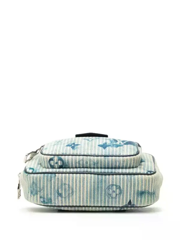 LOUIS VUITTON Monogram Denim Watercolor Hickory Stripes Outdoor Pouch Cross Body Bag