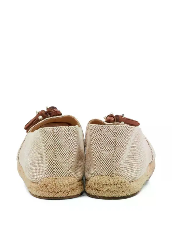CHRISTIAN LOUBOUTIN Beige Canvas Tassel Embellished Espadrilles