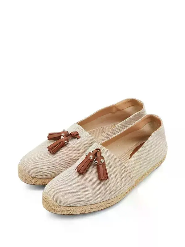 CHRISTIAN LOUBOUTIN Beige Canvas Tassel Embellished Espadrilles