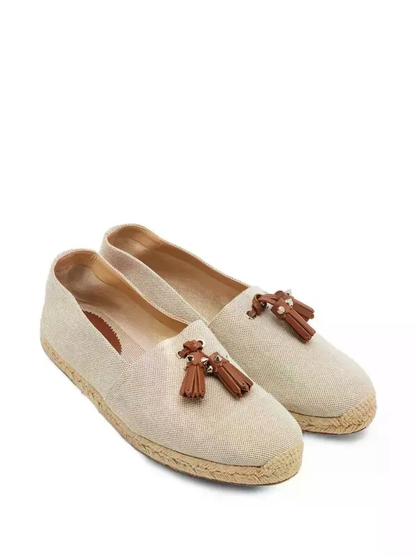 CHRISTIAN LOUBOUTIN Beige Canvas Tassel Embellished Espadrilles
