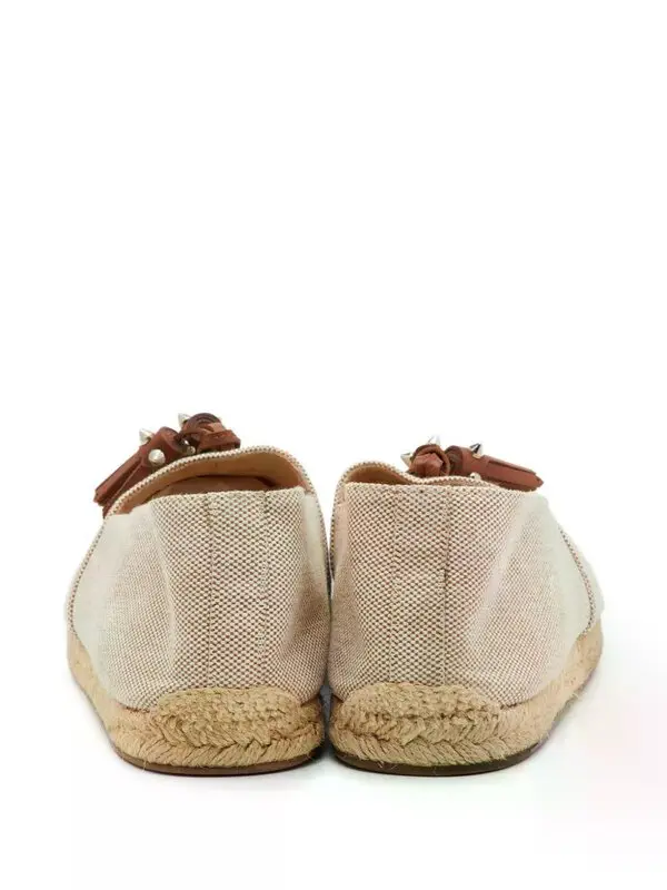 CHRISTIAN LOUBOUTIN Beige Canvas Tassel Embellished Espadrilles