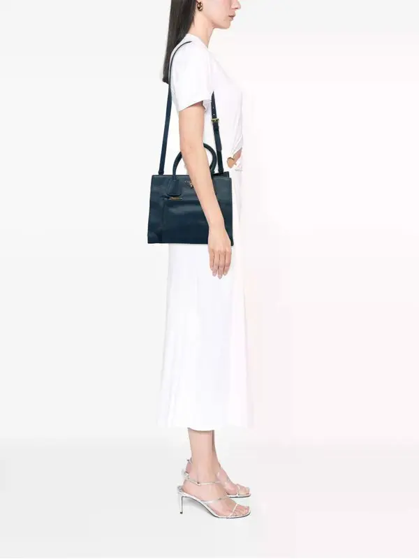 Prada Vitello Daino Front Pocket Open Convertible Tote Satchel