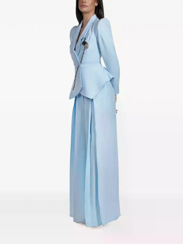 ARAFTU Embellished Peplum Suit With Wide-leg Trousers