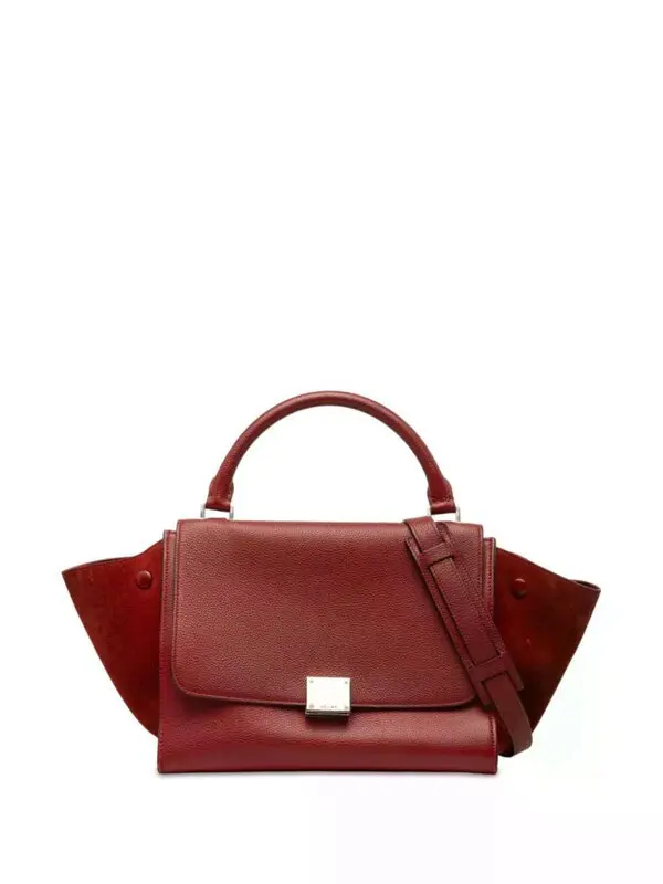 Celine Small Drummed Calfskin And Suede Trapeze Satchel