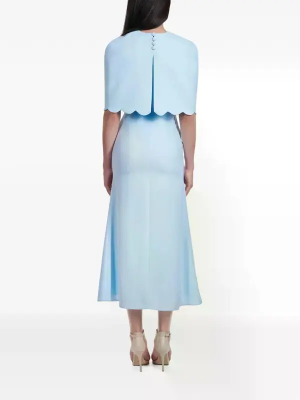 ARAFTU Arafatu Scalloped-edge Cape Overlay Midi Dress