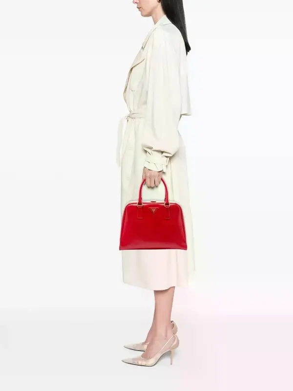 Prada Saffiano Vernice Pyramid Frame Handbag