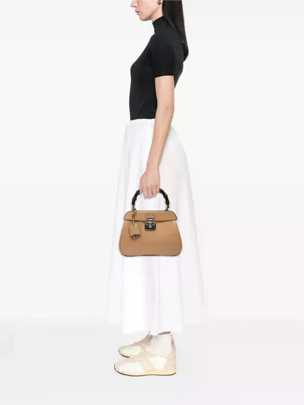 Gucci Smooth Calfskin Bamboo Lady Lock Handbag - Neutrals