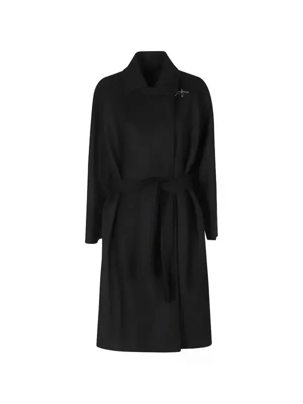 FAY Belted Single-vent Coat - Black