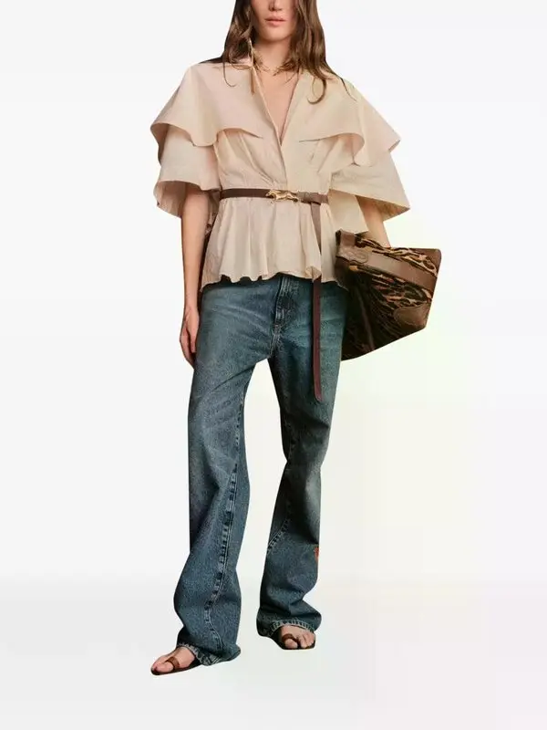 Johanna Ortiz Suspiro Gaucho Tiered Cape Top - Neutrals