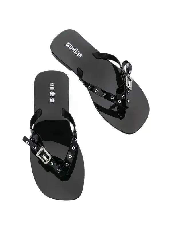 Melissa Squared Bow Detail Flip Flops - Black