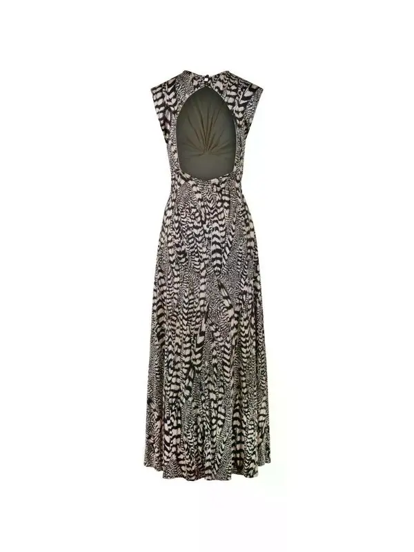 Johanna Ortiz Silent Rising Feather-print Maxi Dress - Black