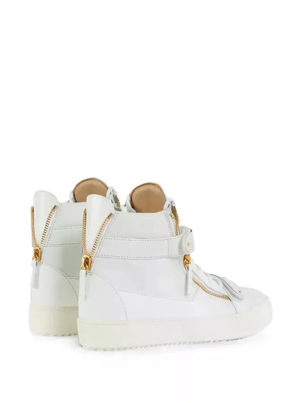 GIUSEPPE ZANOTTI Coby Patent Leather High Top Sneakers With Gold Tone Zippers