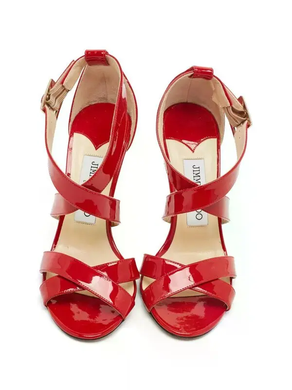 JIMMY CHOO Patent Leather Strappy Stiletto Sandals
