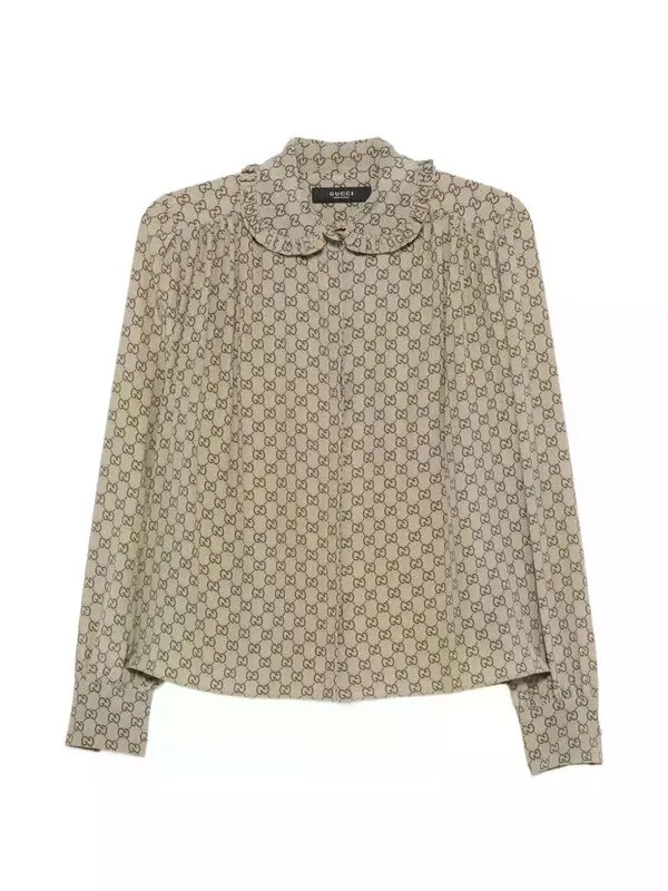 Gucci Gg Supreme Ruffled Shirt