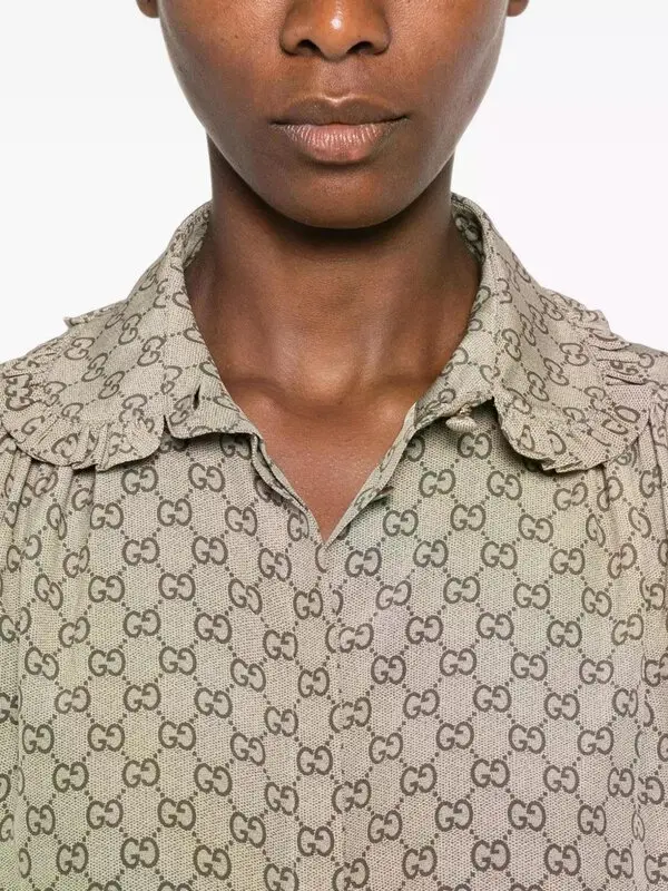 Gucci Gg Supreme Ruffled Shirt