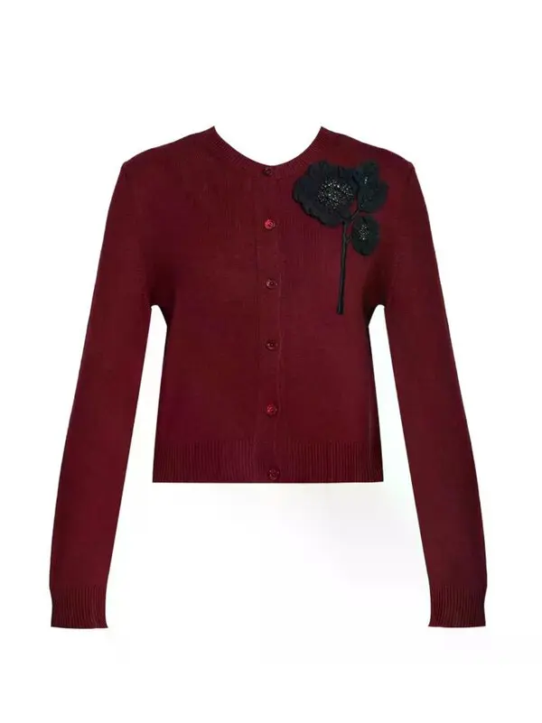 Erdem Embellished Merino Wool Cardigan