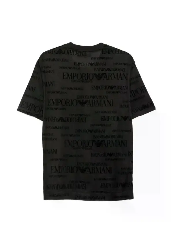 Emporio Armani All-over Logo-print T-shirt - Black